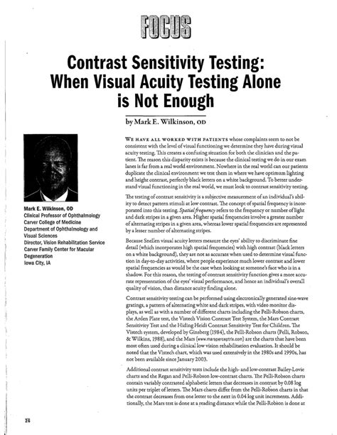 Pdf Contrast Sensitivity Testing When Visual Acuity Testing Alone Is Not Enough