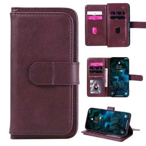 Etui Rabat Pu Cuir Apple Iphone Plus Iphone Plus Couleur Unie Multilayer Housse