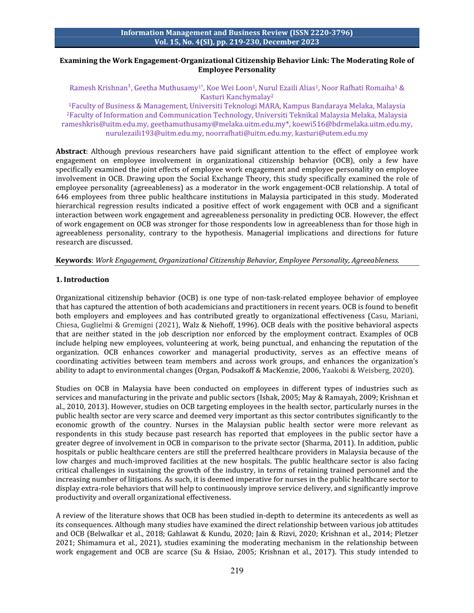 (PDF) Examining the Work Engagement-Organizational Citizenship Behavior Link: The Moderating ...