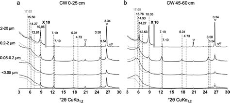 X Ray Diffraction Patterns Of Particle Size Fractions In One Of The Download Scientific Diagram