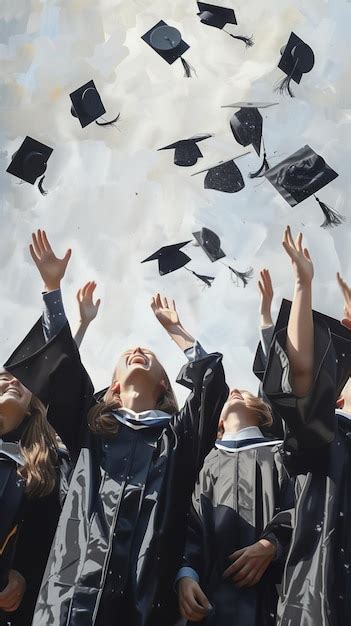 Premium Photo Graduates Joyfully Tossing Caps In The Air