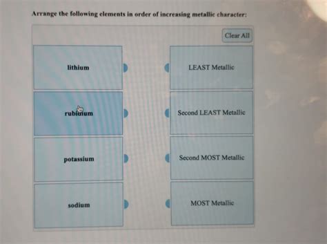 Solved Arrange The Following Elements In Order Of Increasing