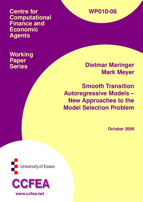 Pdf Smooth Transition Autoregressive Models New Approaches To The Model Selection Problem