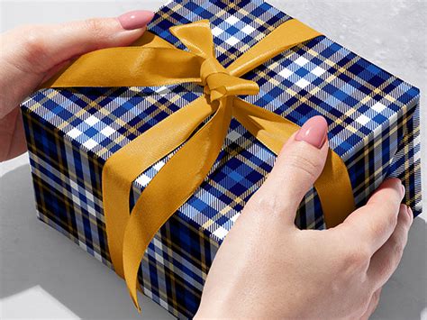 Blue Plaid Wrapping Paper 24x208 Quarter Ream Roll Nashville Wraps