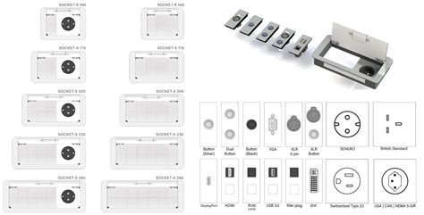 Socket X Design Connector Panel For Meeting Tables Retractable