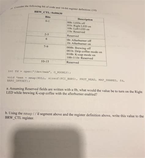 Solved The Following Bit Of Code And 16 Bit Register