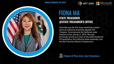 Fiona Ma Leading The State Treasurers Office Is A Pioneering Figure