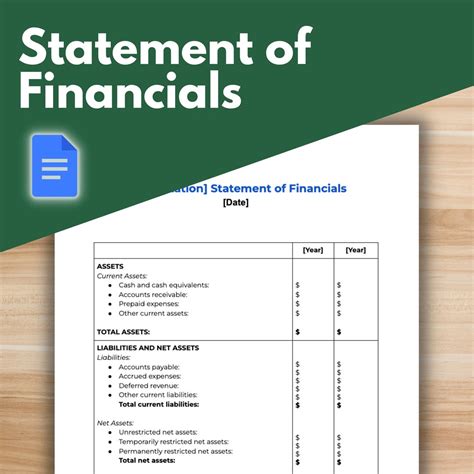 Financial Statement Template Statement Of Financials Board Of