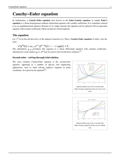 Cauchy Euler Equation Ordinary Differential Equation Equations