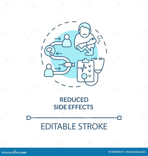 Thin Line Simple Blue Reduced Side Effects Icon Concept Stock Vector