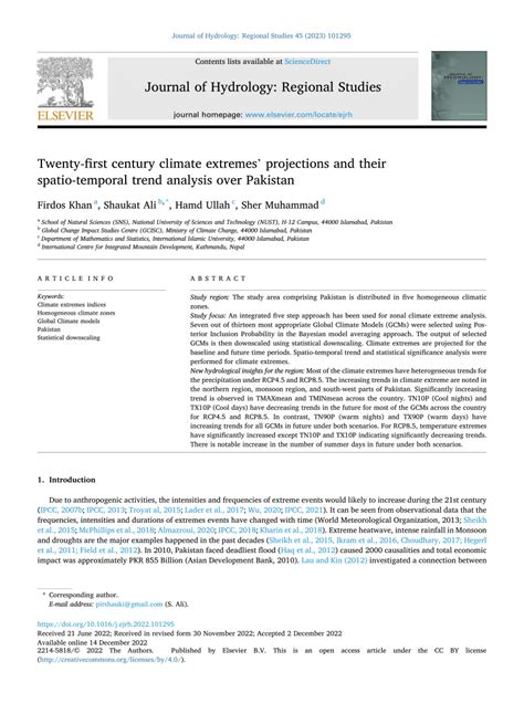 Pdf Twenty First Century Climate Extremes Projections And Their
