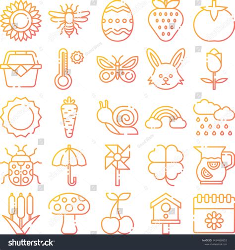 Spring Icons Pack Isolated Spring Symbols Stock Vector Royalty Free 1454060552 Shutterstock