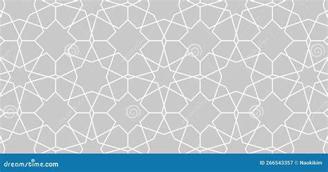 Abstract Gray White Star Shape Geometric Background Polygon Pattern Arabic Style Concept