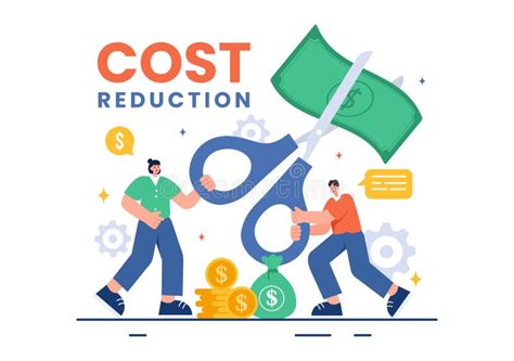 Cost Reduction Vector Illustration Depicting Decrease Price Minimization Or Falling Profit