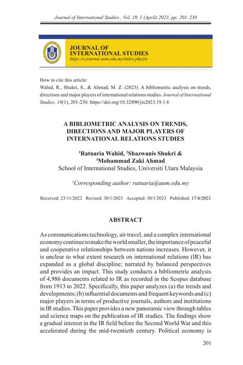 Pdf A Bibliometric Analysis On Trends Directions And Major Players