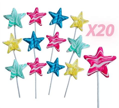 Paletas De Caramelo Estrellitas Colores Artesanales X 20 Cuotas Sin