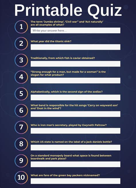 Printable Quiz Free Google Docs Template