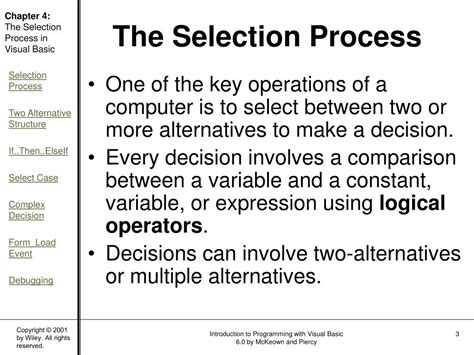 ppt chapter 4 the selection process in visual basic powerpoint