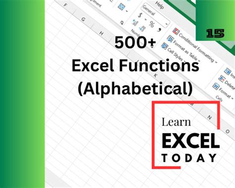 15 Ebook 500 Excel Functions Alphabetical Etsy