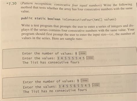 solved 7 30 pattern recognition consecutive four equal