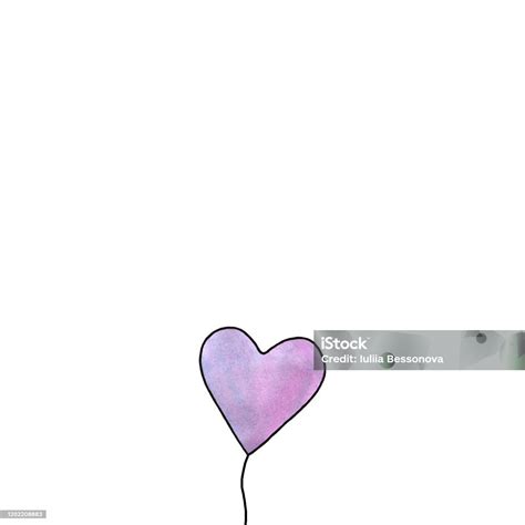흰색 배경에 고립 된 마음의 모양에 분홍색 수채화 풍선 사랑 로맨스의 상징 발렌타인 데이 생일 결혼식 인사말 카드 웹에 대한 간단한 그림 낙서 손 그린 공휴일에 대한 스톡