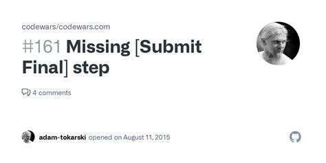 Missing Submit Final Step · Issue 161 · Codewars · Github