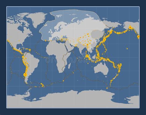 Eurasian Tectonic Plate Contour Gall Stereographic Earthquake Stock Illustration