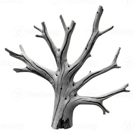 A Stark Skeletal Tree Branch Structure Against A White Background