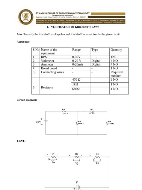 1kvland Kcl 1 Pdf Voltage Electrical Network