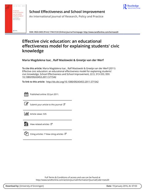 Pdf Effective Civic Education An Educational Effectiveness Model For