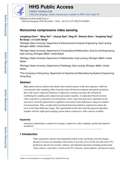 Pdf Nonconvex Compressive Video Sensing