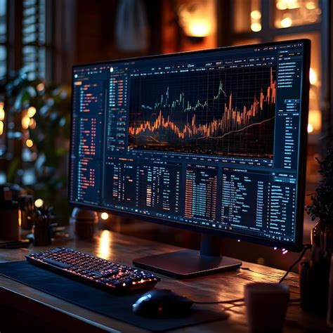 Computer Screen With Stock Market Data Illustration Premium Ai