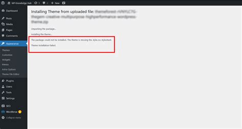 How To Fix Theme Installation Failed Error In Wordpress Wp Knowledge Hub