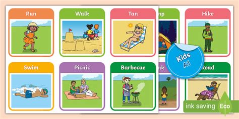 Summer Action Cards [Kids, A1] (nauczyciel wykonał)