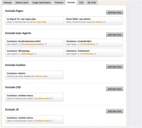 Exclude WP Mobile Menu CSS And Javascript From WP Fastest Cache WordPress Mobile Menu Plugin