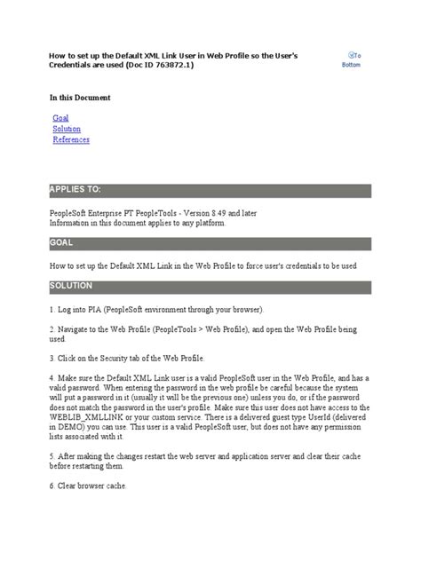 id 763872 1 how to set up the default xml link user in web profile so