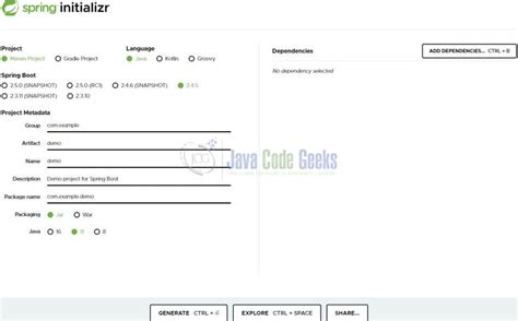 Spring Initializr Tutorial Java Code Geeks