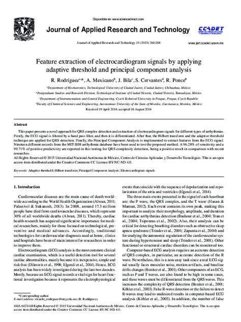 Pdf Feature Extraction Of Electrocardiogram Signals By Applying