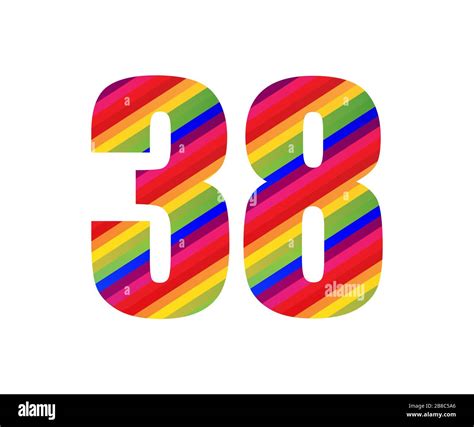 38 Number Rainbow Style Numeral Digit Colorful Thirty Eight Number Vector Illustration Design