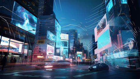 Vibrant Cityscape With Futuristic Tech Like Smart Automation 5g Iot Ar Vr And Robotic