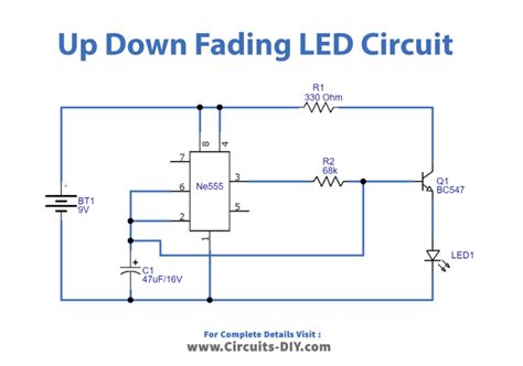 Simple Up Down Fading Led Circuit 555 Timer