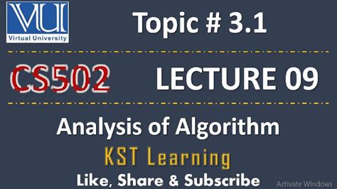 Cs502 Short Lecture 09 Vu Short Lecture Analysis Of Algorithm In Urdu Hindi Youtube