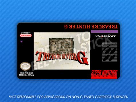 Snes Treasure Hunter G Label Retro Game Cases