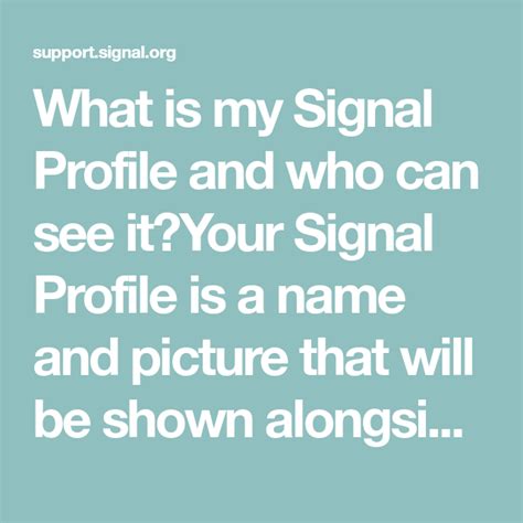What Is My Signal Profile And Who Can See It Your Signal Profile Is A Name And Picture That Will