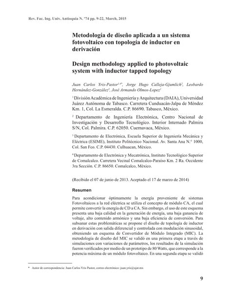 PDF Design Methodology Applied To Photovoltaic System With Inductor Tapped Topology