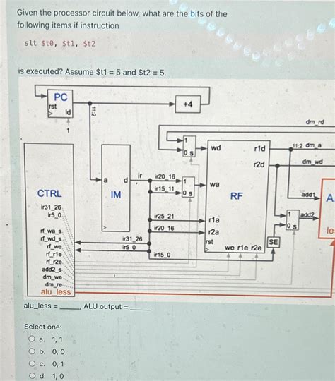 solved given the processor circuit below what are the bits