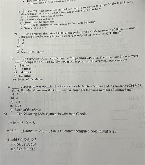Solved B The CPU Time Determines The Total Duration Of A Chegg