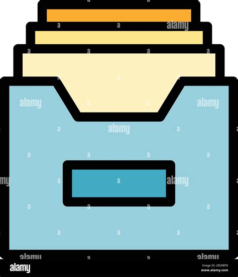 File Folder Icon Outline Vector Portfolio Document Computer Paper Color Flat Stock Vector