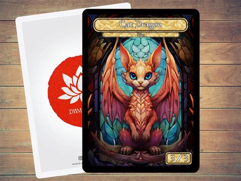 Cat Dragon Token Mtg Token Stained Glass Art Token 5 Pack For Magic And
