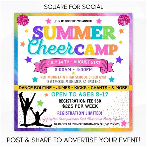 Cheerleading Camp Flyer Marketing Set Simple Desert Designs